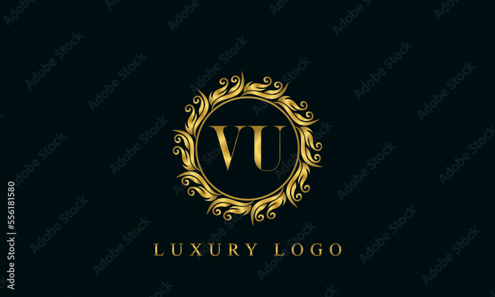 Initial letter VU luxury logo in gold color. VU great luxury logo ...