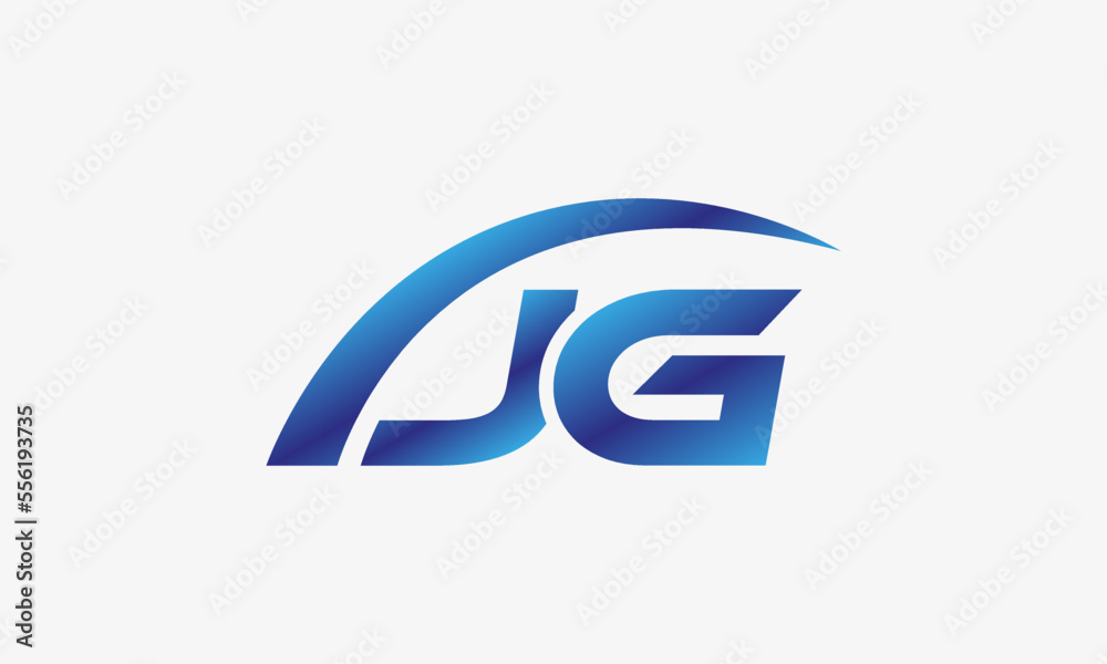 initial JG letter company name swoosh design. JG vector logo for ...