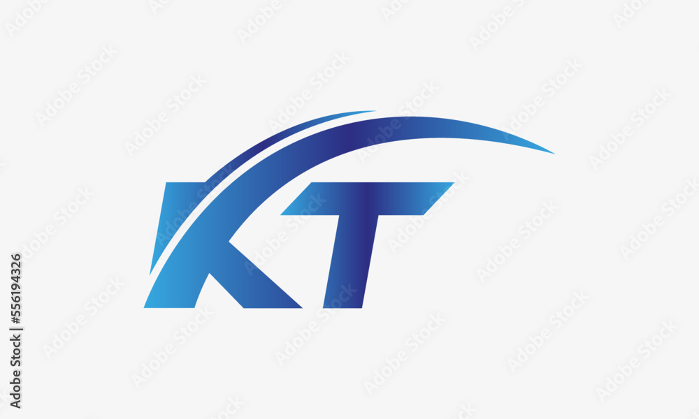 initial KT letter company name swoosh design. KT vector logo for ...