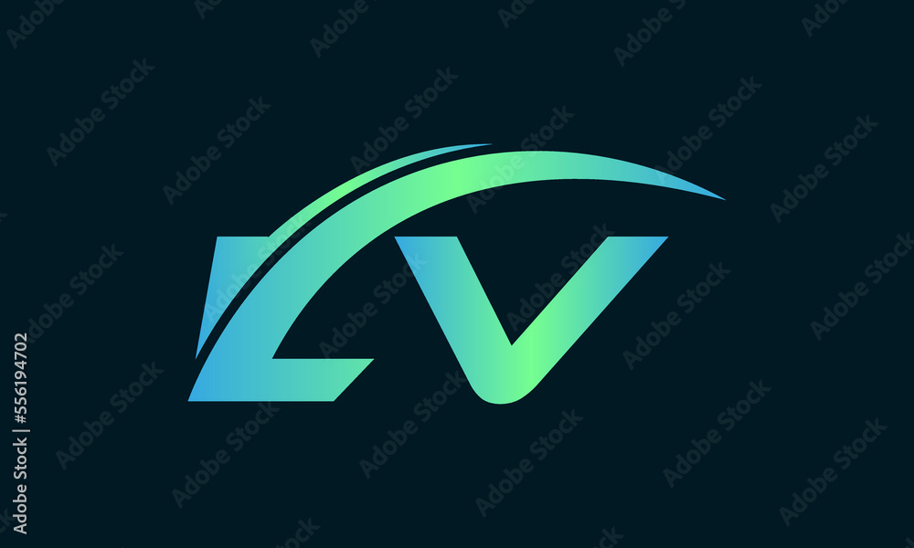 initial LV letter company name swoosh design. LV vector logo for ...