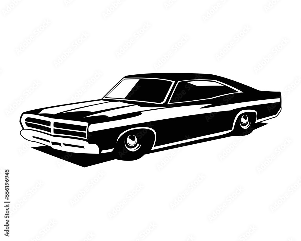 Dodge Charger Car Silhouette Isolated White Background Showing From Side Best For Logos Badges