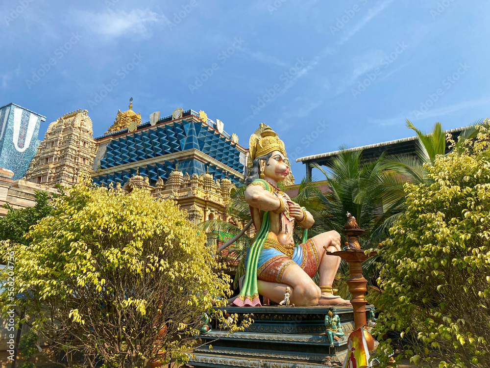 Lord Hanuman Statue in sitting posture, a ayyappa swamy temple at ...