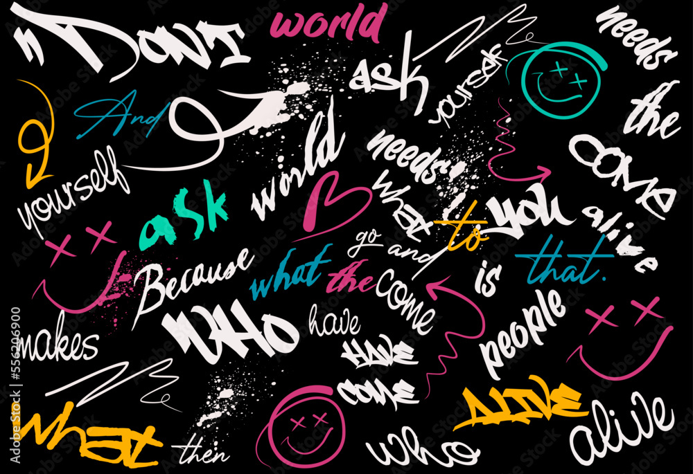 hand drawn pattern street art graffiti t shirt design fabrics, textile ...