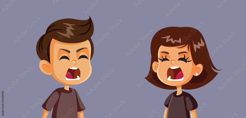 Siblings Screaming at Each Other Vector Cartoon illustration. Brother ...