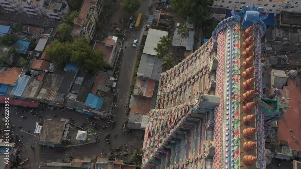 Srirangam ancient temple gopurna architecture details India, aerial ...