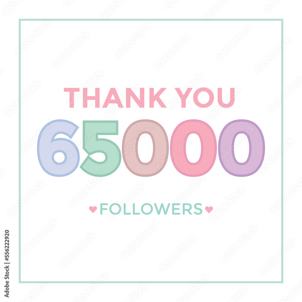 Thank you 65000 followers congratulation template banner. 65k followers ...
