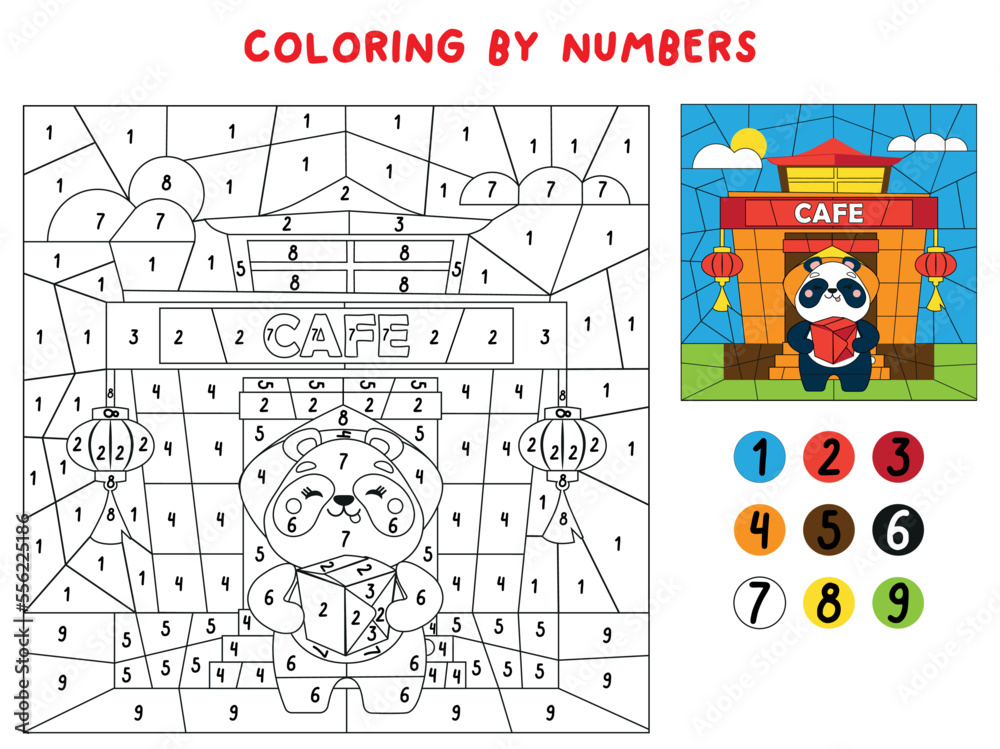 Mini game for children. coloring by numbers. Education for preschoolers ...