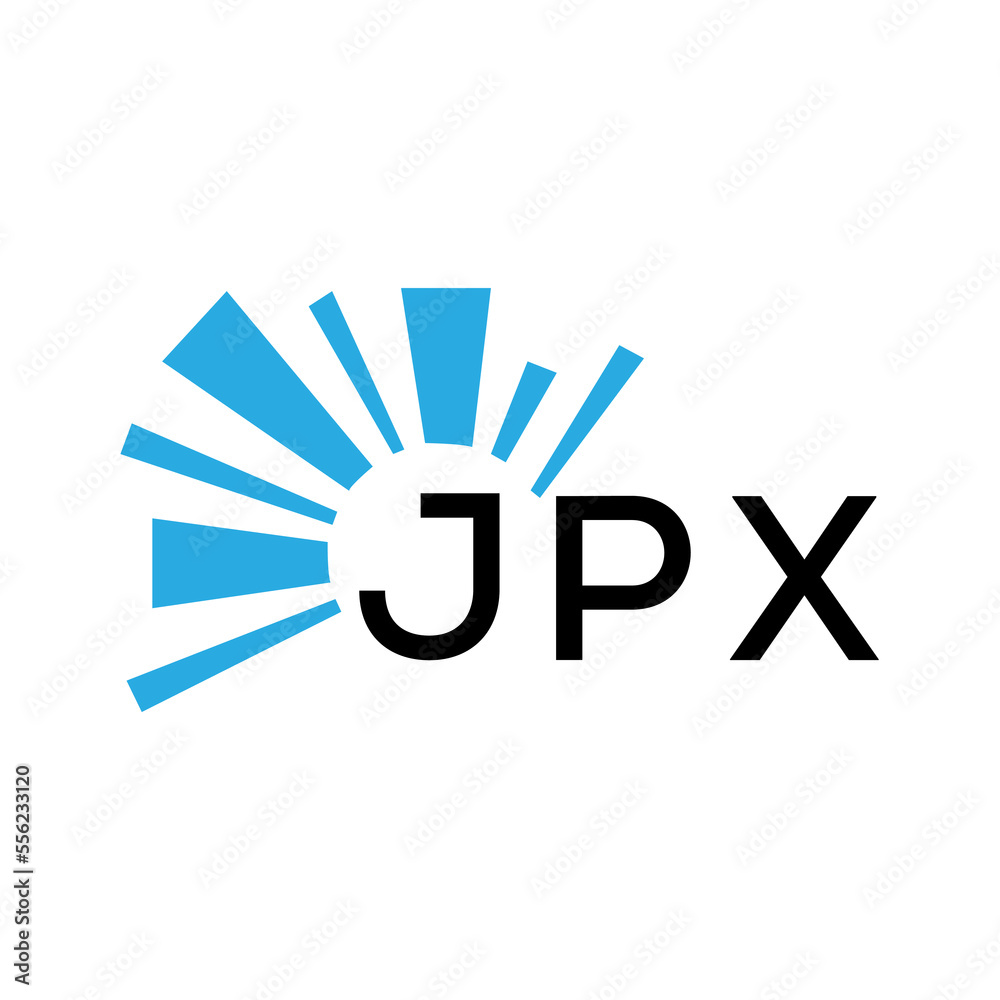 JPX letter logo. JPX blue image on white background and black letter ...