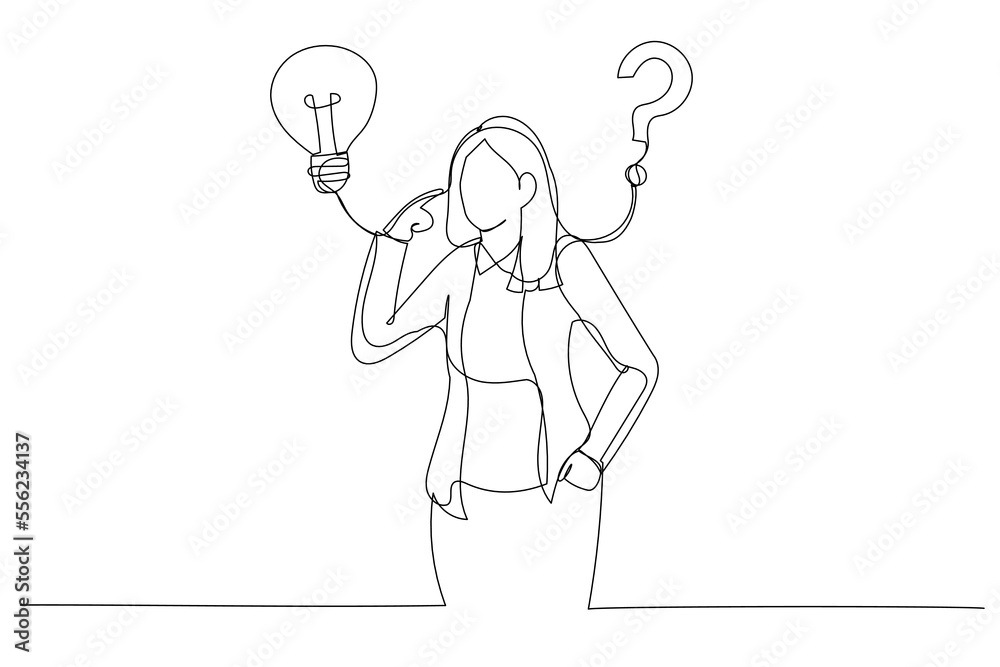 Illustration of businesswoman think of solution to solve problem with ... Illustration of businesswoman think of solution to solve problem with ...