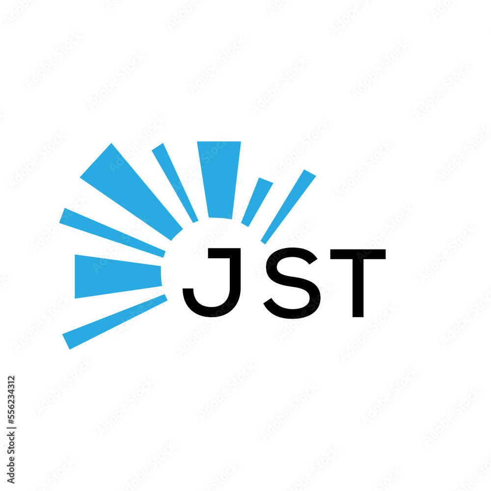 JST letter logo. JST blue image on white background and black letter ...