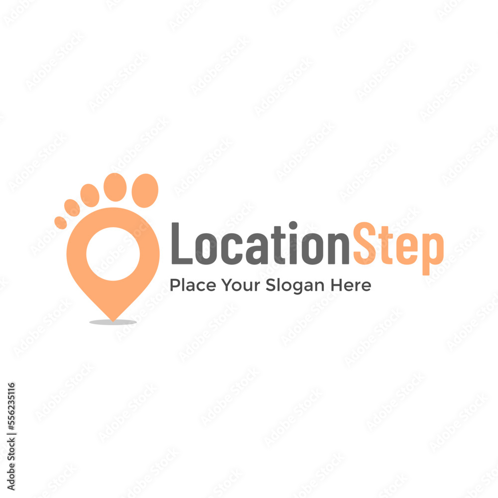 Foot steps vector logo template. This design use feet and pin location ...