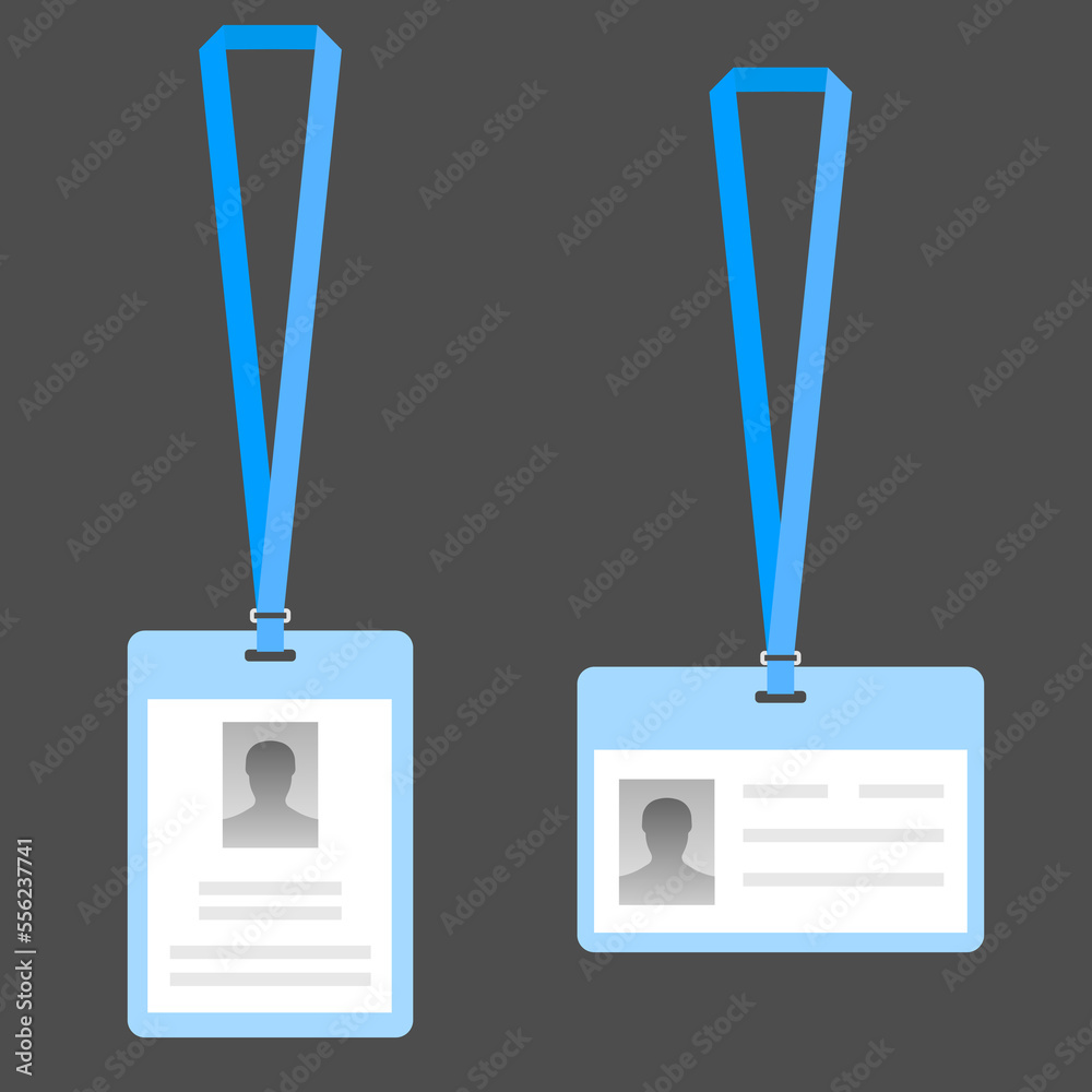 Name tag holder, lanyard badge set with icons. design template of id ...