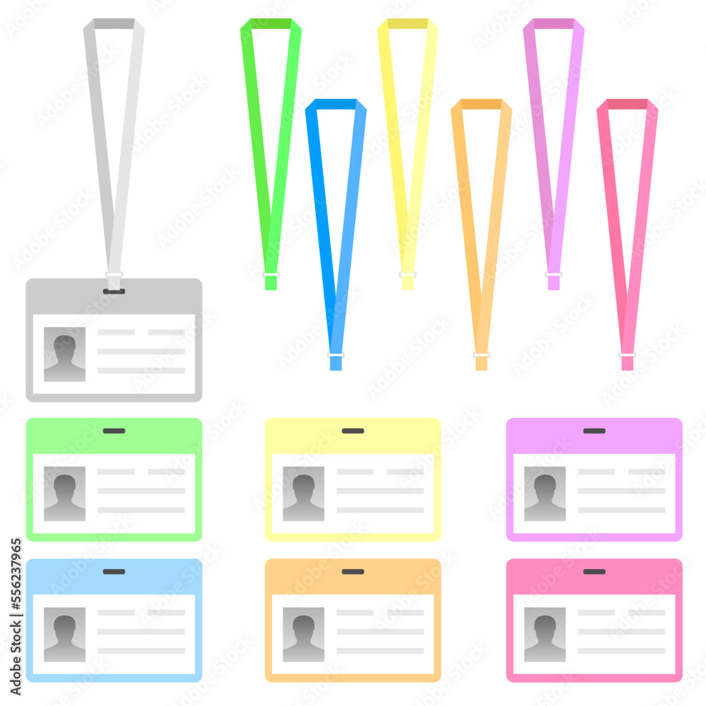 Name tag holder, lanyard badge set with icons. design template of id ...