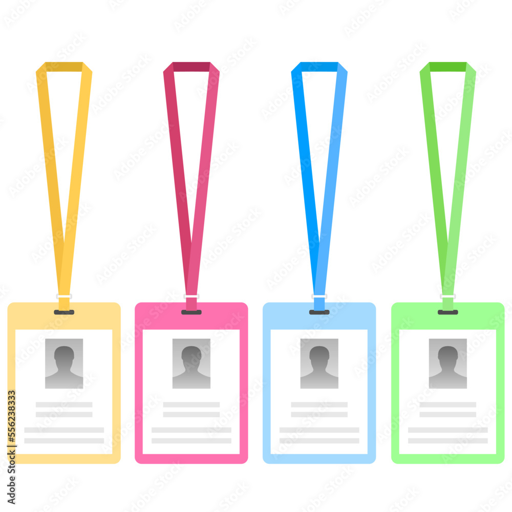 Name tag holder, lanyard badge set with icons. design template of id ...