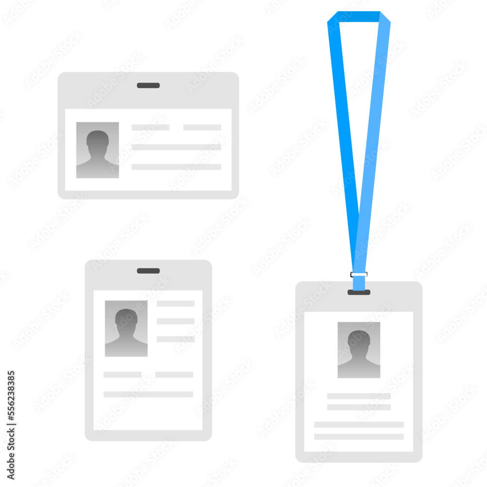 Name tag holder, lanyard badge set with icons. design template of id ...