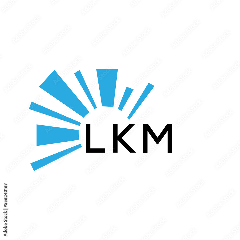 LKM letter logo. LKM blue image on white background and black letter ...