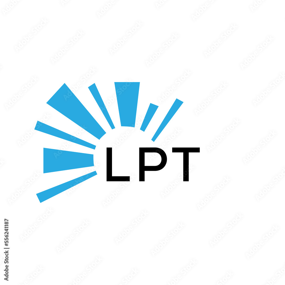LPT letter logo. LPT blue image on white background and black letter ...
