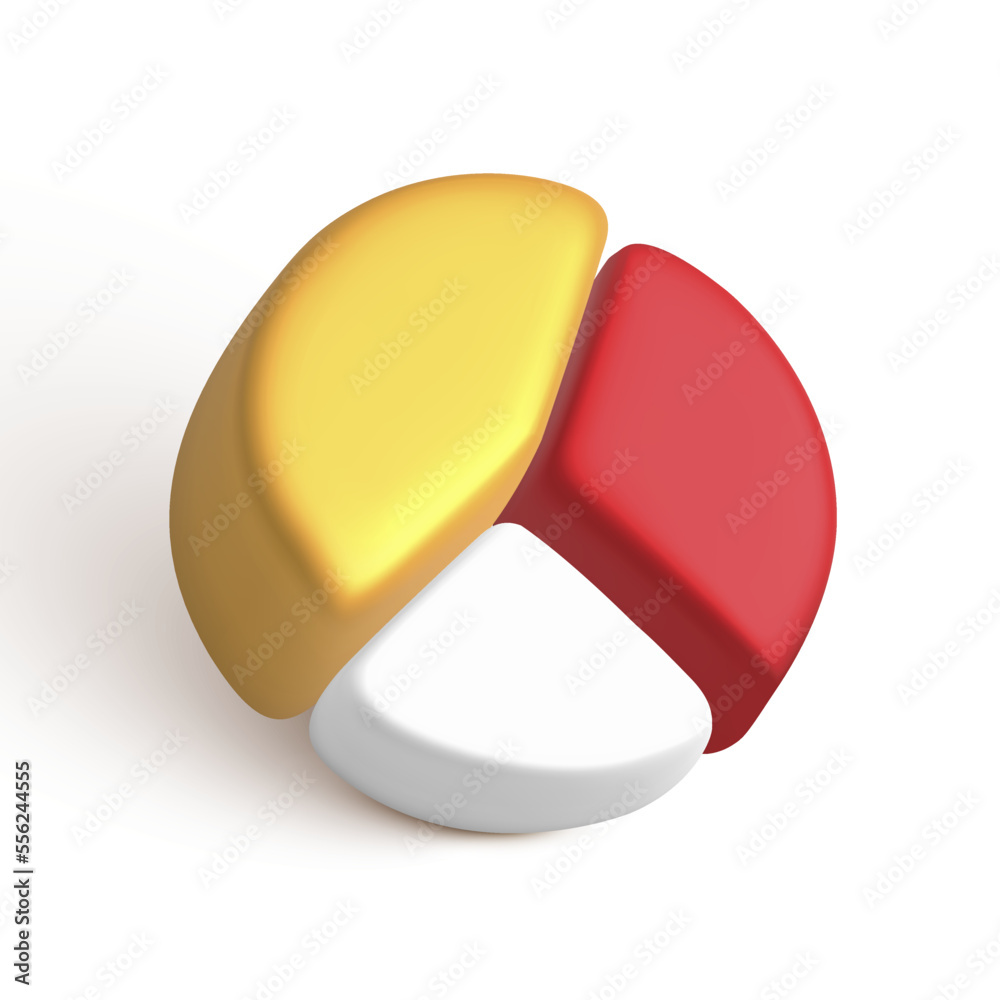 Circle statistics chart with golden red white parts isolated on white ...