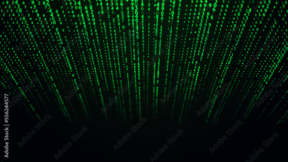 Falling numbers. Illustration of the matrix. Digital dark background ...