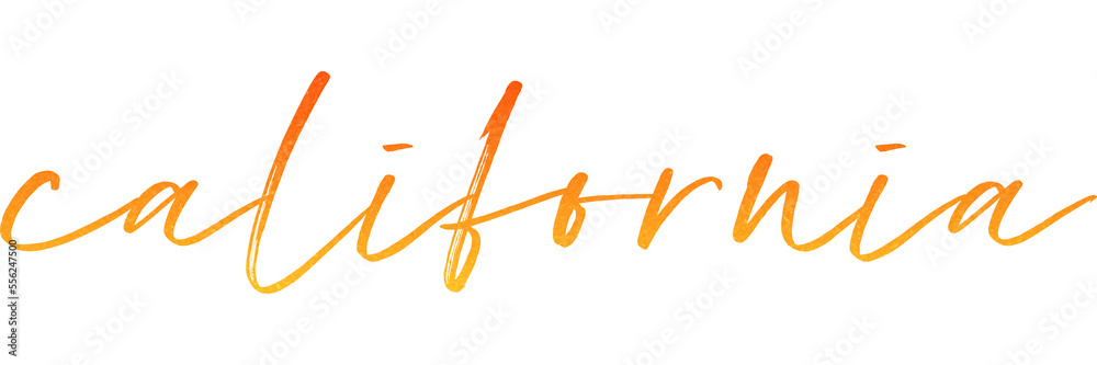 An isolated illustration of calligraphic lettering California ...