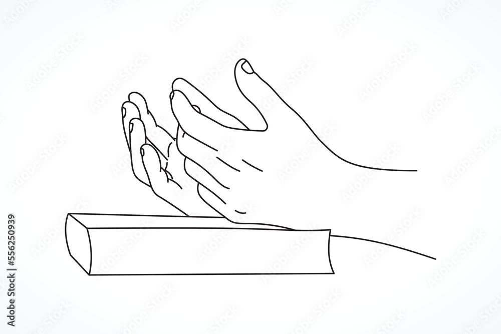 Line Drawing of Prayer Hand Stock Vector | Adobe Stock