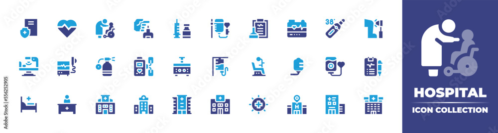 Hospital icon collection. Vector illustration. Containing health ...