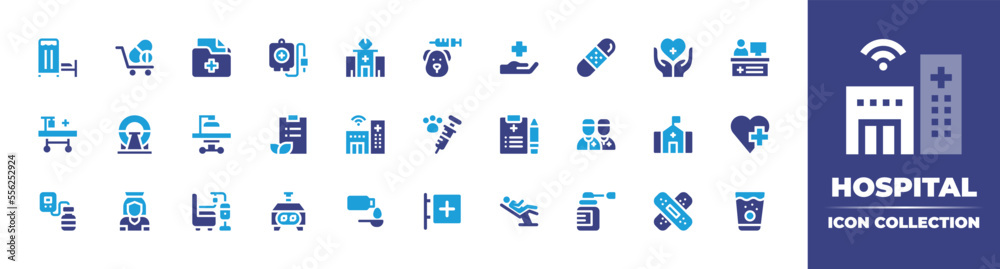 Hospital icon collection. Vector illustration. Containing medical room ...