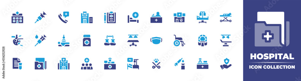 Hospital icon collection. Vector illustration. Containing hospital ...
