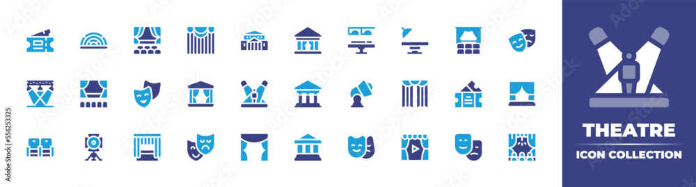Theatre icon collection. Vector illustration. Containing ticket ...