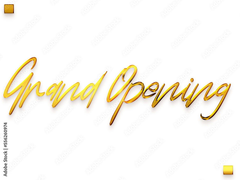 Grand Opening Golden Cursive Typography Text PNG Transparent Stock ...