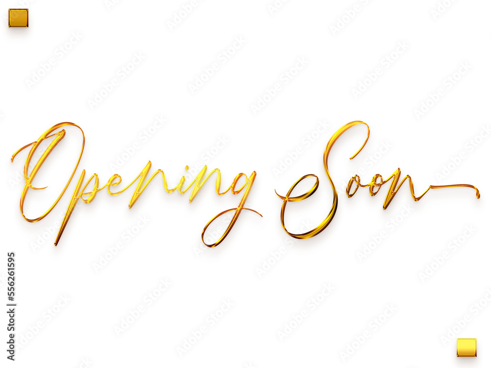 Opening Soon Invitation of Gold Cursive Typography Text Transparent PNG ...