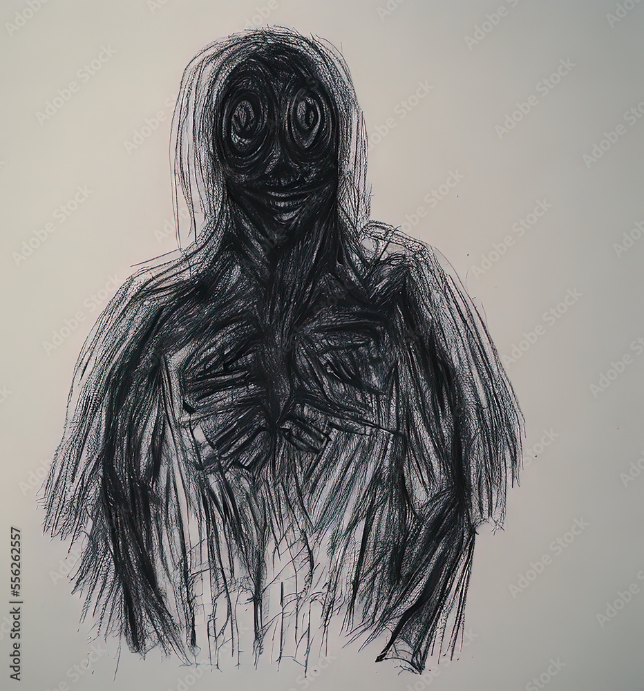 Tall Dark Figure Sketch, Shadow Figure Sketch created with Generative ...