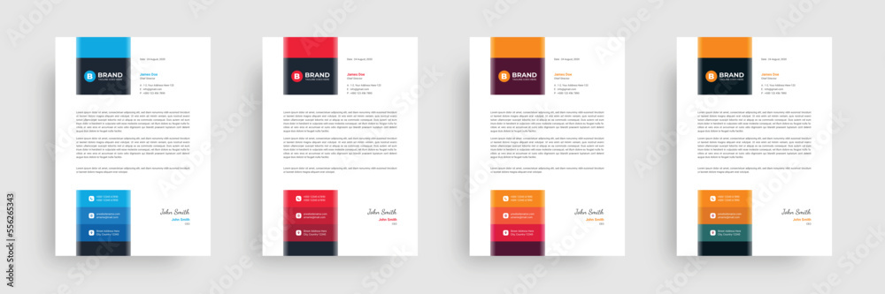 Professional corporate a4 letterhead design template with multicolor ...