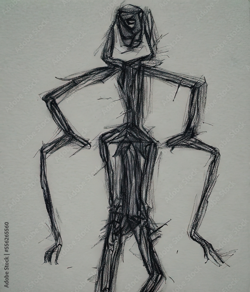 Tall Dark Figure Sketch, Shadow Figure Sketch created with Generative ...