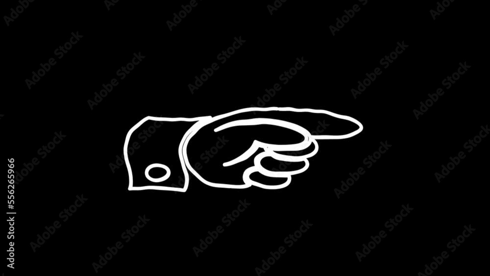 Pointing hand symbol animation. White Highlight Elements. Doodle loop ...