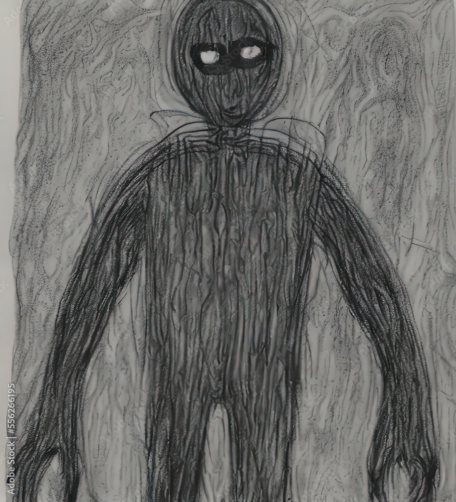 Tall Dark Figure Sketch, Shadow Figure Sketch created with Generative ...