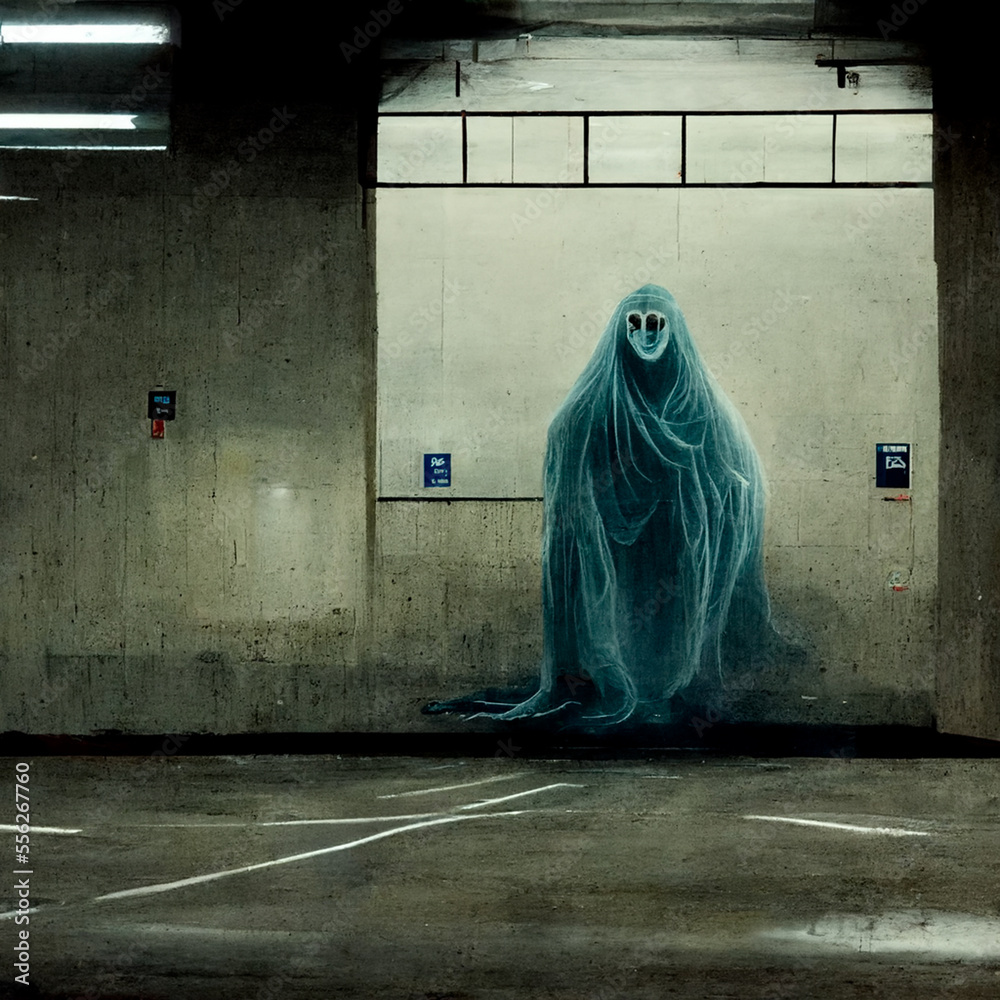 GENERATIVE AI, GENERATIVE, AI, terrifying ghost in a subway parking ...