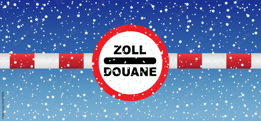 Cartoon old zoll douane signboard. Vector road sign, Translation for ...