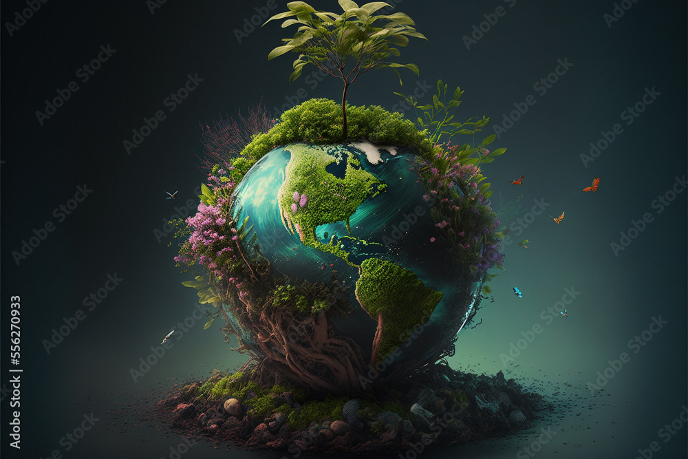 World environment and earth day concept with glass globe and eco ...