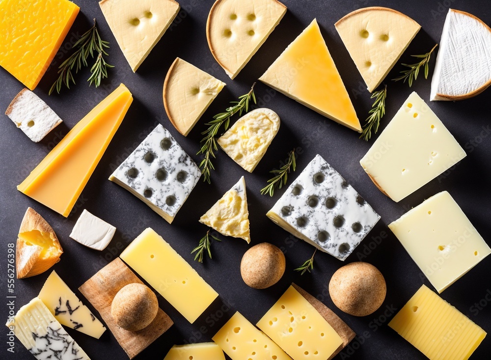 lots of different types of cheese Stock Photo | Adobe Stock
