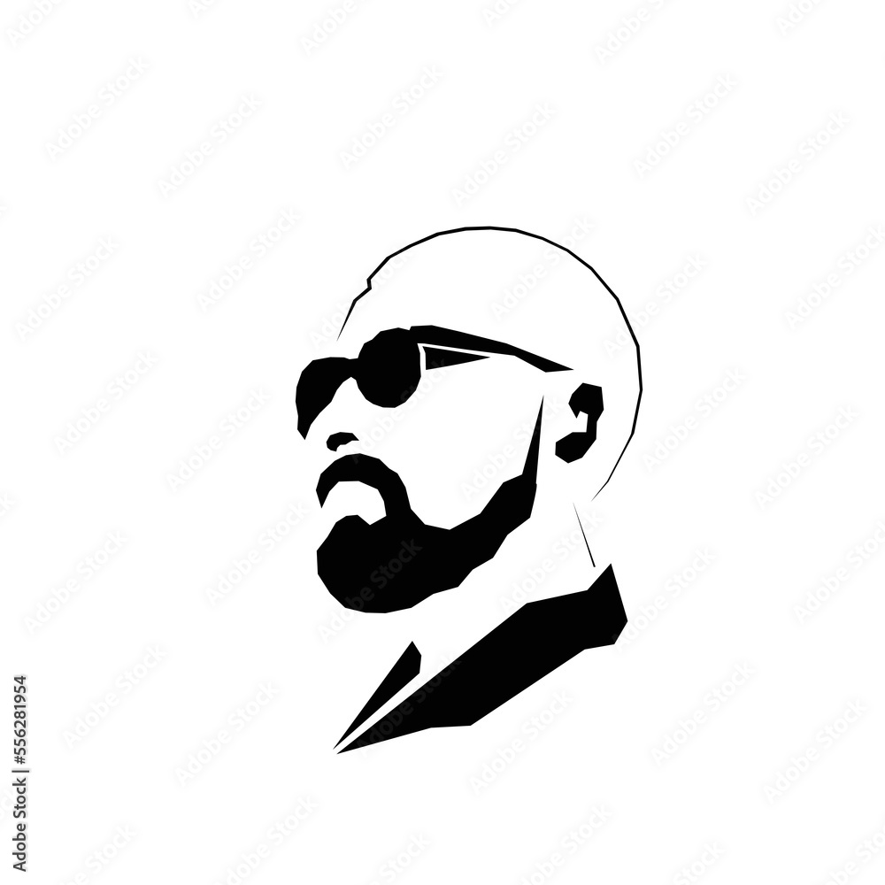 Bald and bearded male head logo design Stock Vector | Adobe Stock