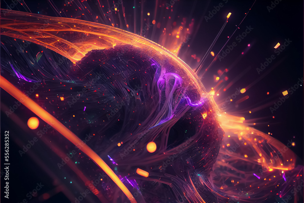 Neuron cell illustration with nervous impulses along dendrites Neural ...