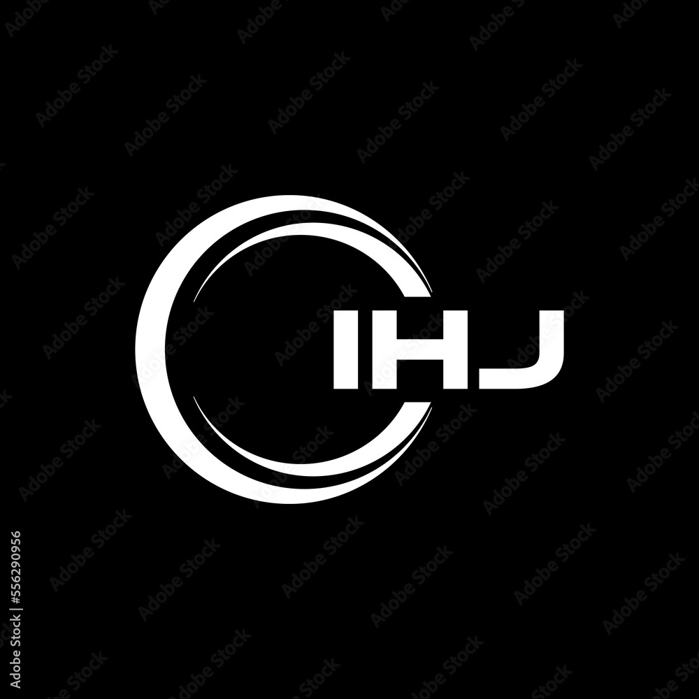 IHJ letter logo design with black background in illustrator, cube logo ...