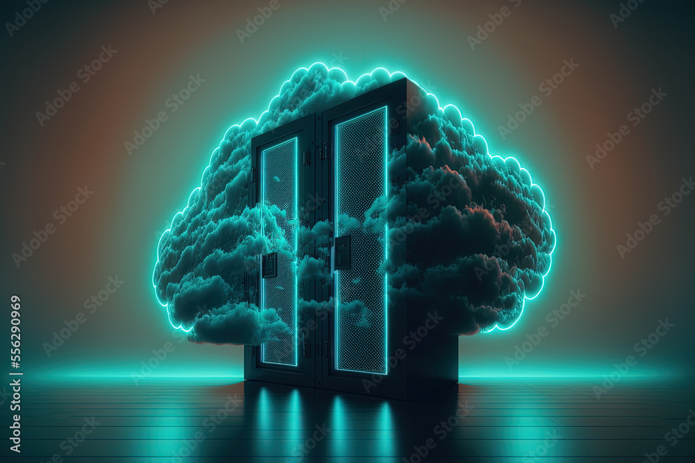 graphic representation of a blank space for data storage with neon ...