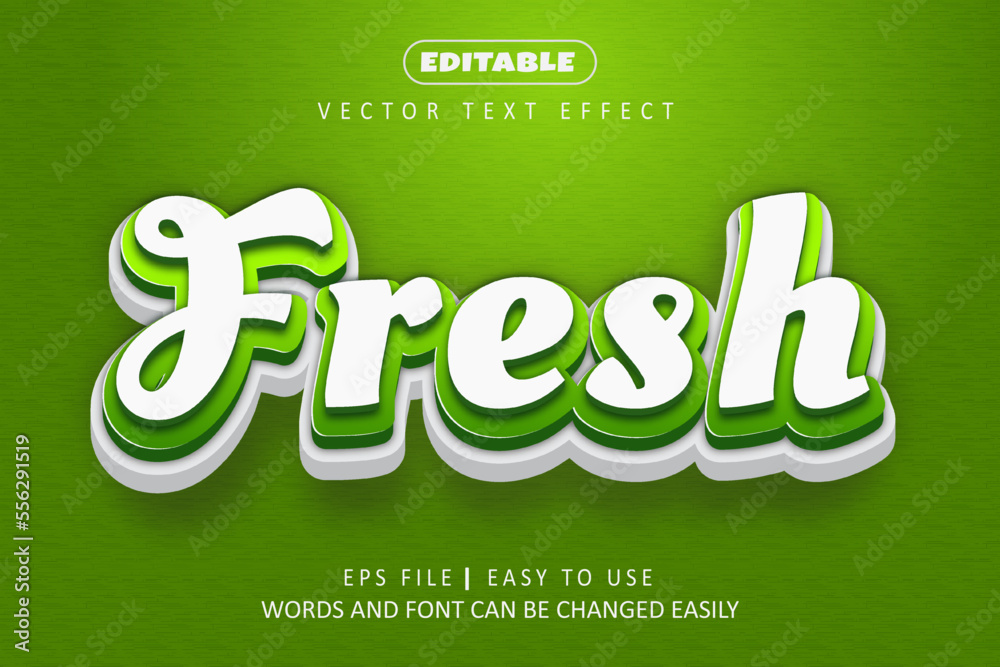 Editable 3d Green fresh style text effect Stock Vector | Adobe Stock