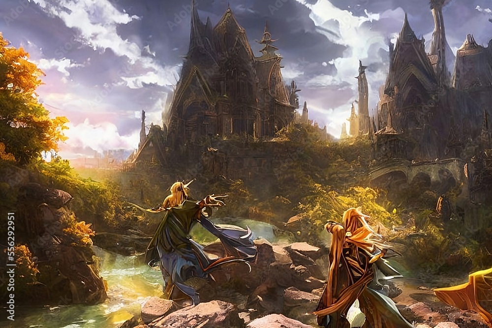 Beautiful anime scenes, manga illustration, green field, cloudy sky ...