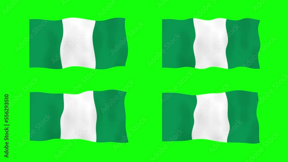 Nigeria Waving Flag 2D Animation on Green Screen Background. Looping ...