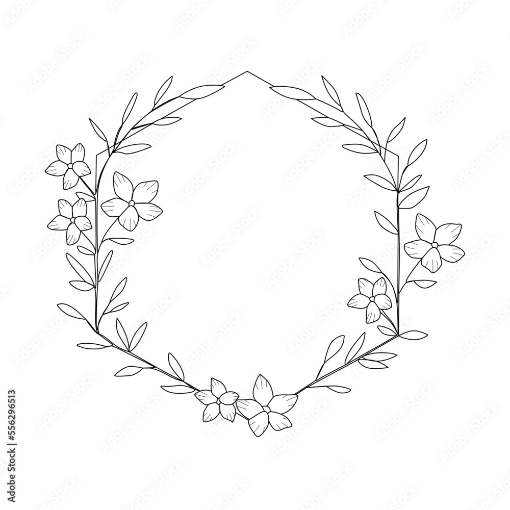 hand drawn floral frame Stock Vector | Adobe Stock