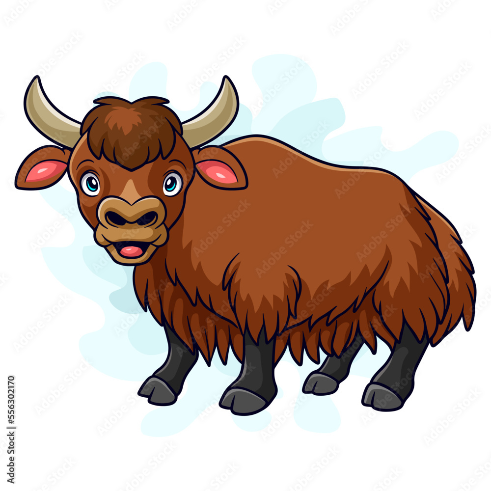 Cartoon funny yak cartoon isolated on white background Stock Vector ...