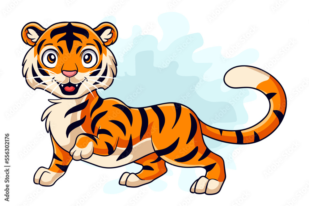 Cartoon funny tiger cartoon isolated on white background Stock Vector ...